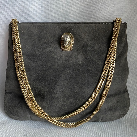 Ruth Saltz | Bags | Gray Vintage Ruth Saltz Cougar Gold Chain Suede ...
